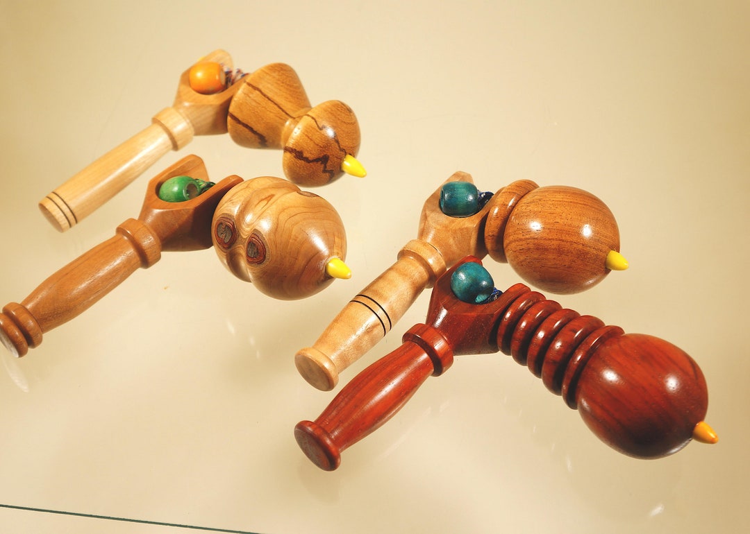 Toy Tops. Wood Spinning Tops With Handle. Handmade Heirloom Toy ...