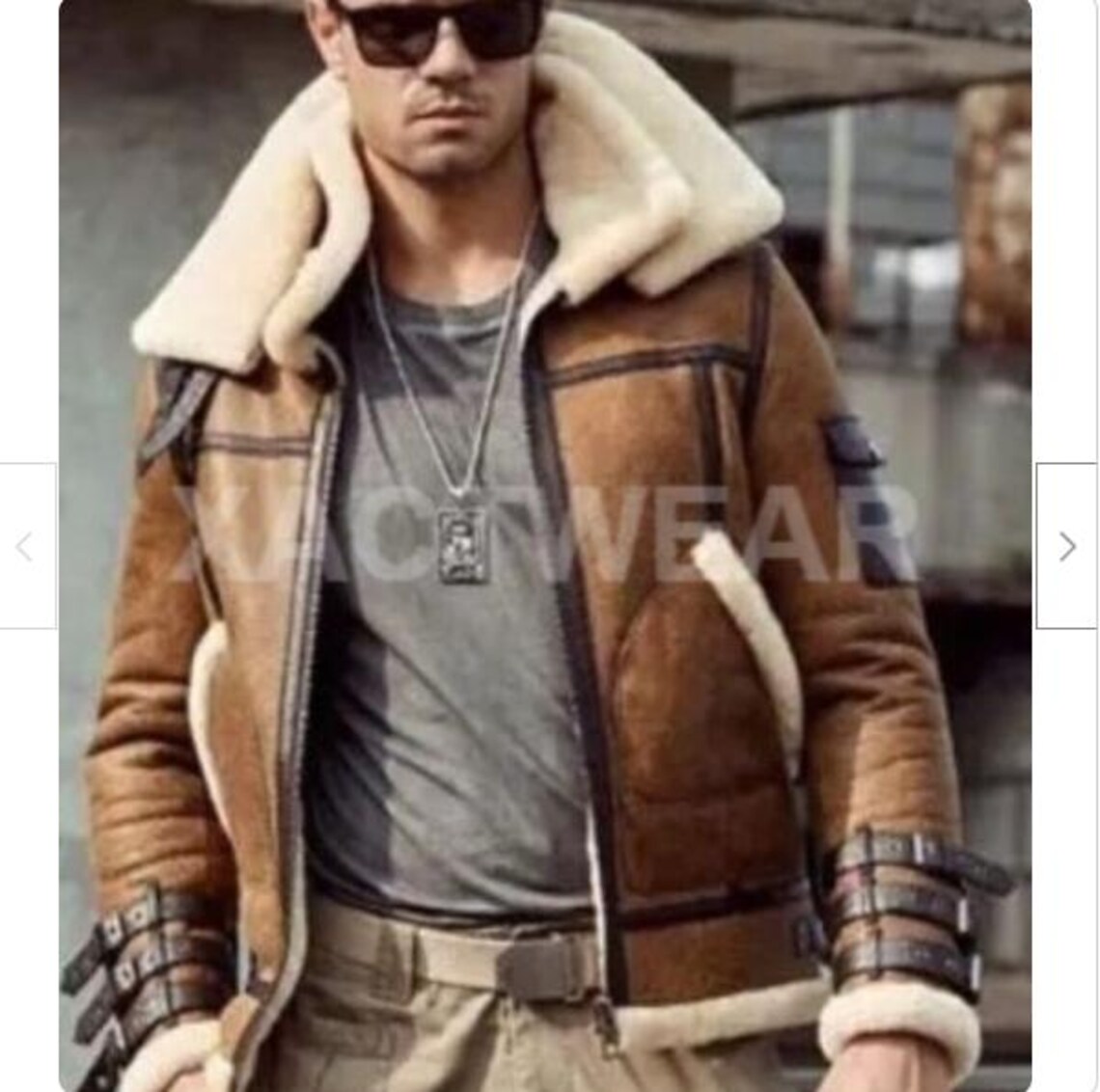 Handmade B3 RAF Men's Brown Bomber Flying Aviator Fur Irvin Real ...