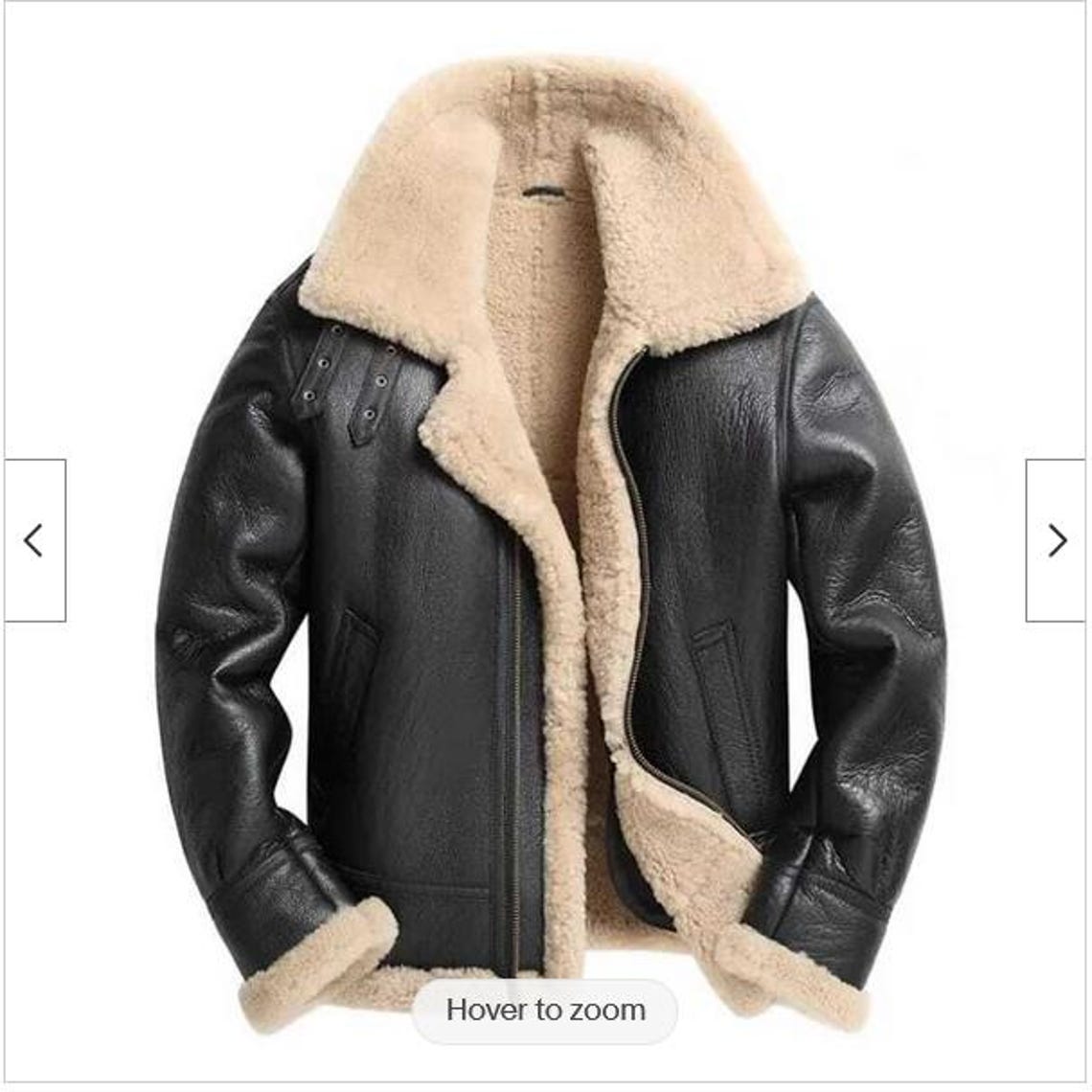 Handmade B3 RAF Black Mens Bomber Flying Aviator Fur Irvin Real ...