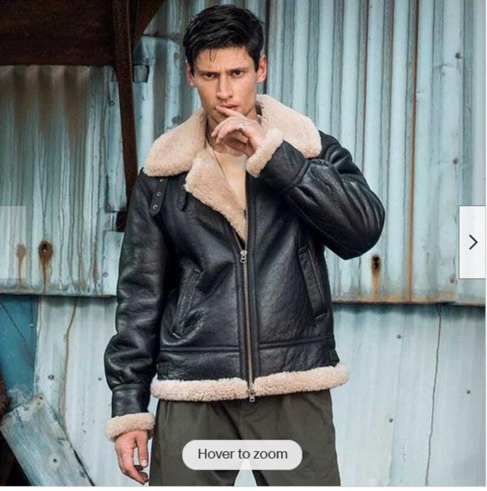 Handmade B3 RAF Black Mens Bomber Flying Aviator Fur Irvin Real ...