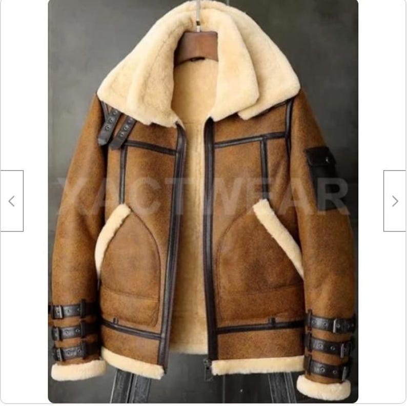 Handmade B3 RAF Men's Brown Bomber Flying Aviator Fur Irvin Real ...