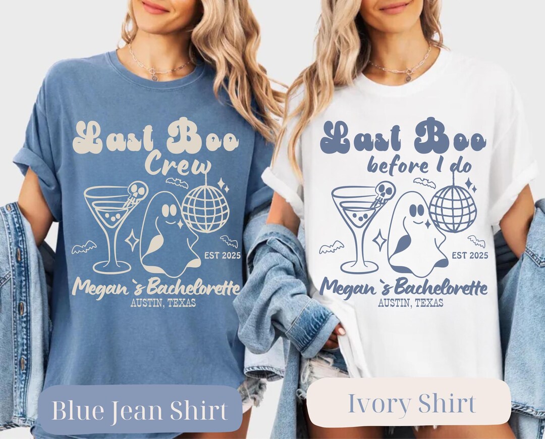 Last Boo Bachelorette Tshirts Halloween Bride Squad Crewneck Ghost Bach ...