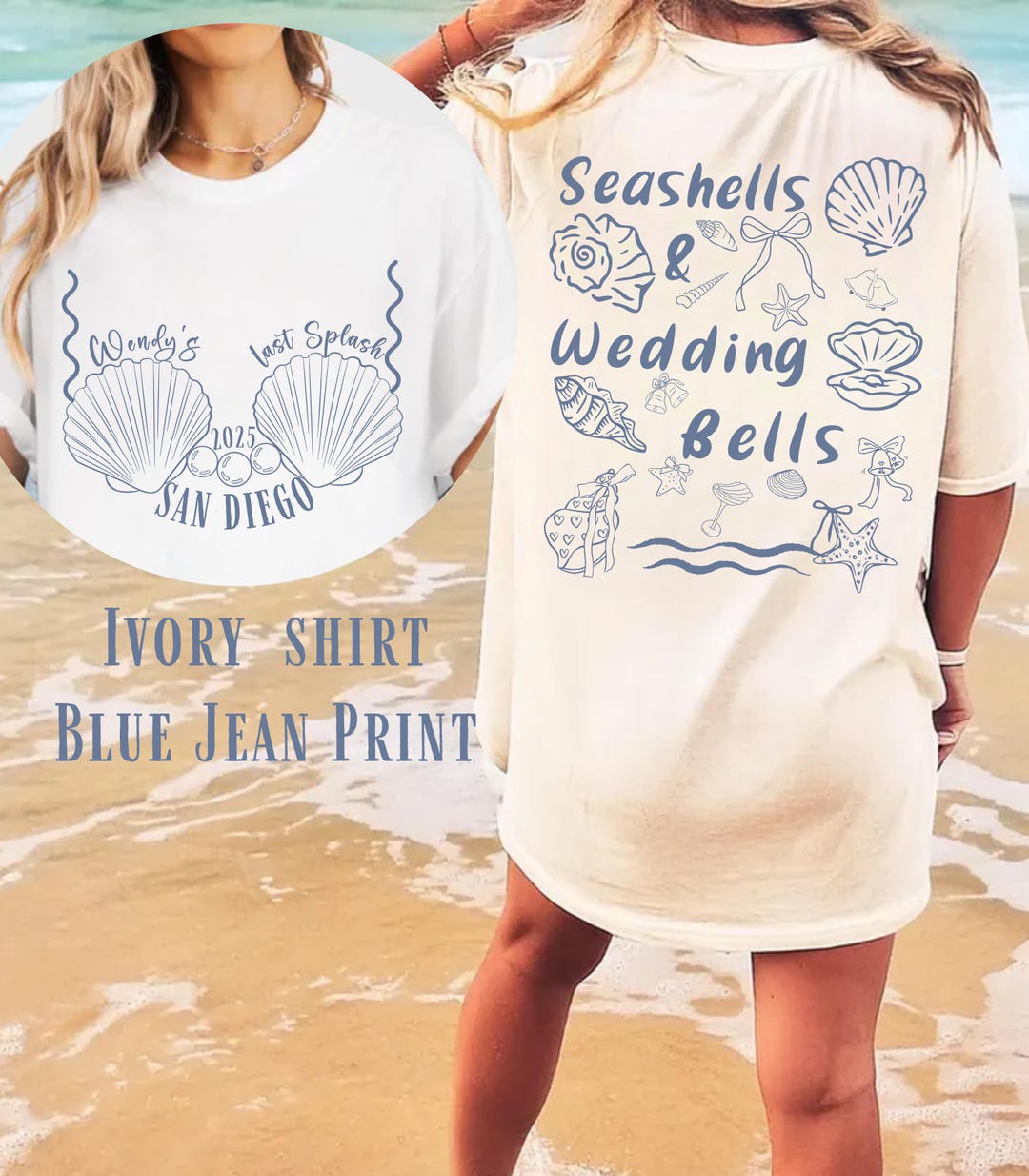 Personalized Bachelorette Party Comfort Colors Shirt, Seashells ...
