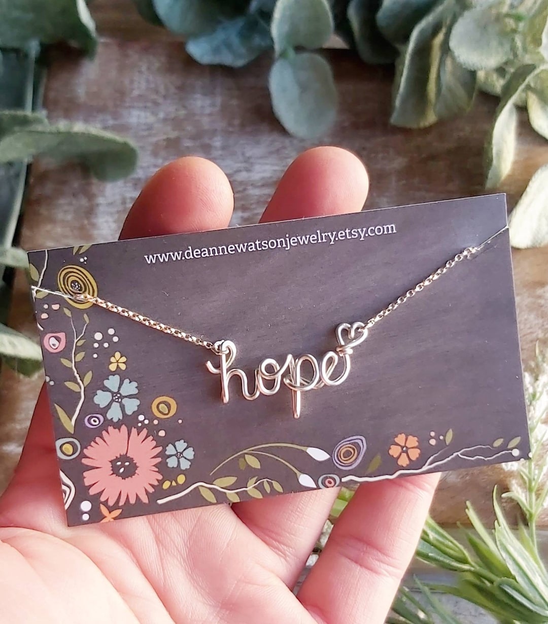 Hope Necklace, Custom Word Jewelry, Silver Wire Name Necklace ...