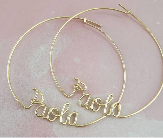 Hoop Earrings with Custom Names Personalized Gift for Her Birthday Anniversary Etsy