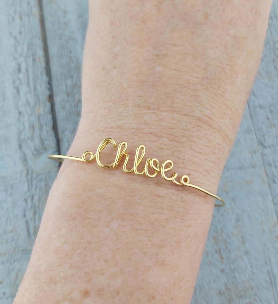 Custom Wire Name Bangle, Personalized Bracelet for Girls, Handmade ...