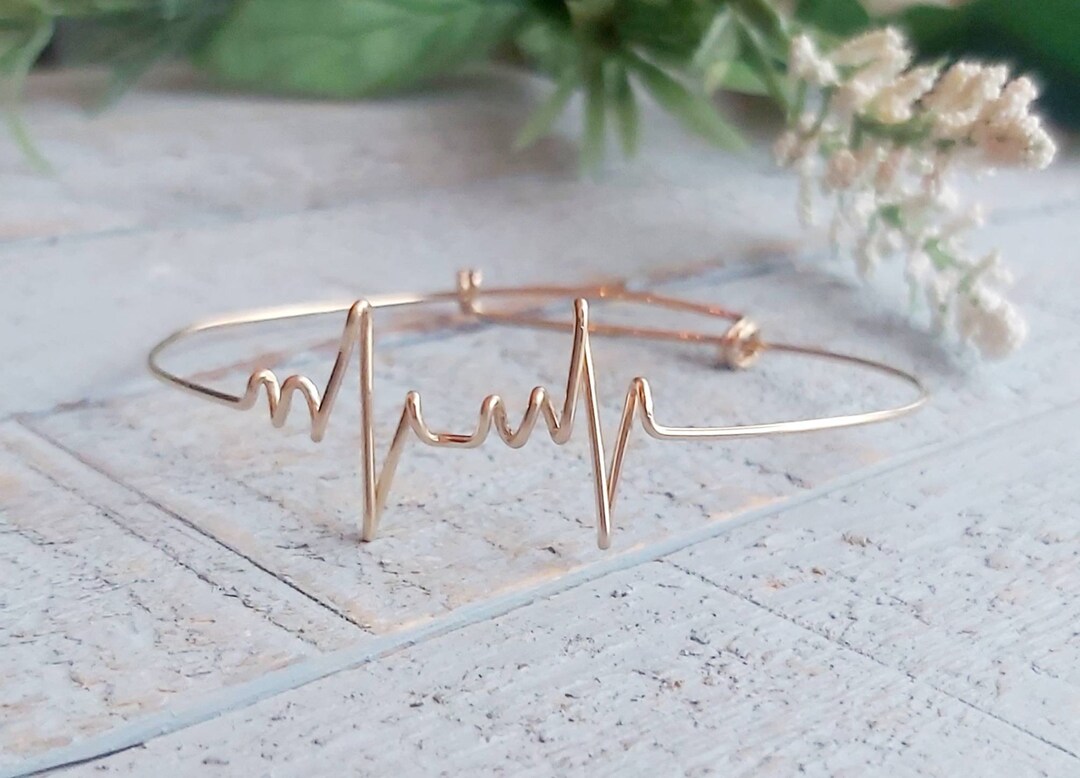 Heartbeat Bangle, Copy Your EKG, Memorial Gift, Keepsake Jewelry - Etsy