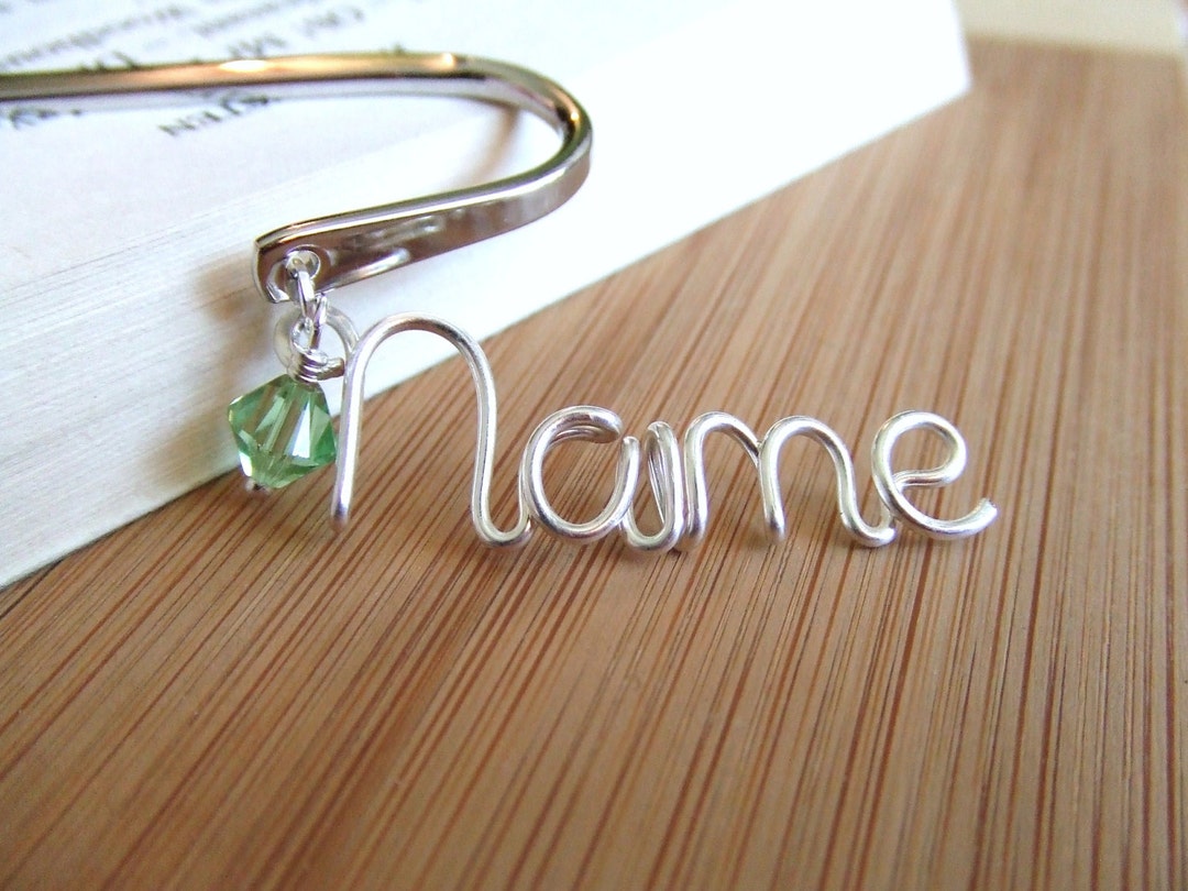 Personalized Wire Bookmark With Birthstone, Custom Name Gift - Etsy