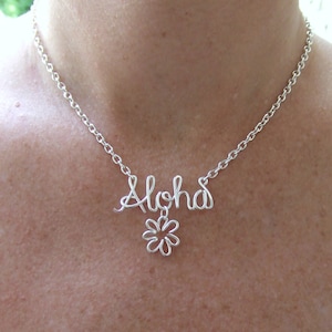 Aloha Necklace, Hawaiian Theme Gift, Personalized Word, Beach Jewelry ...