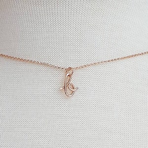 Cursive Initial Necklace Rose Gold, Teenage Girl Gift, Stocking Stuffer ...