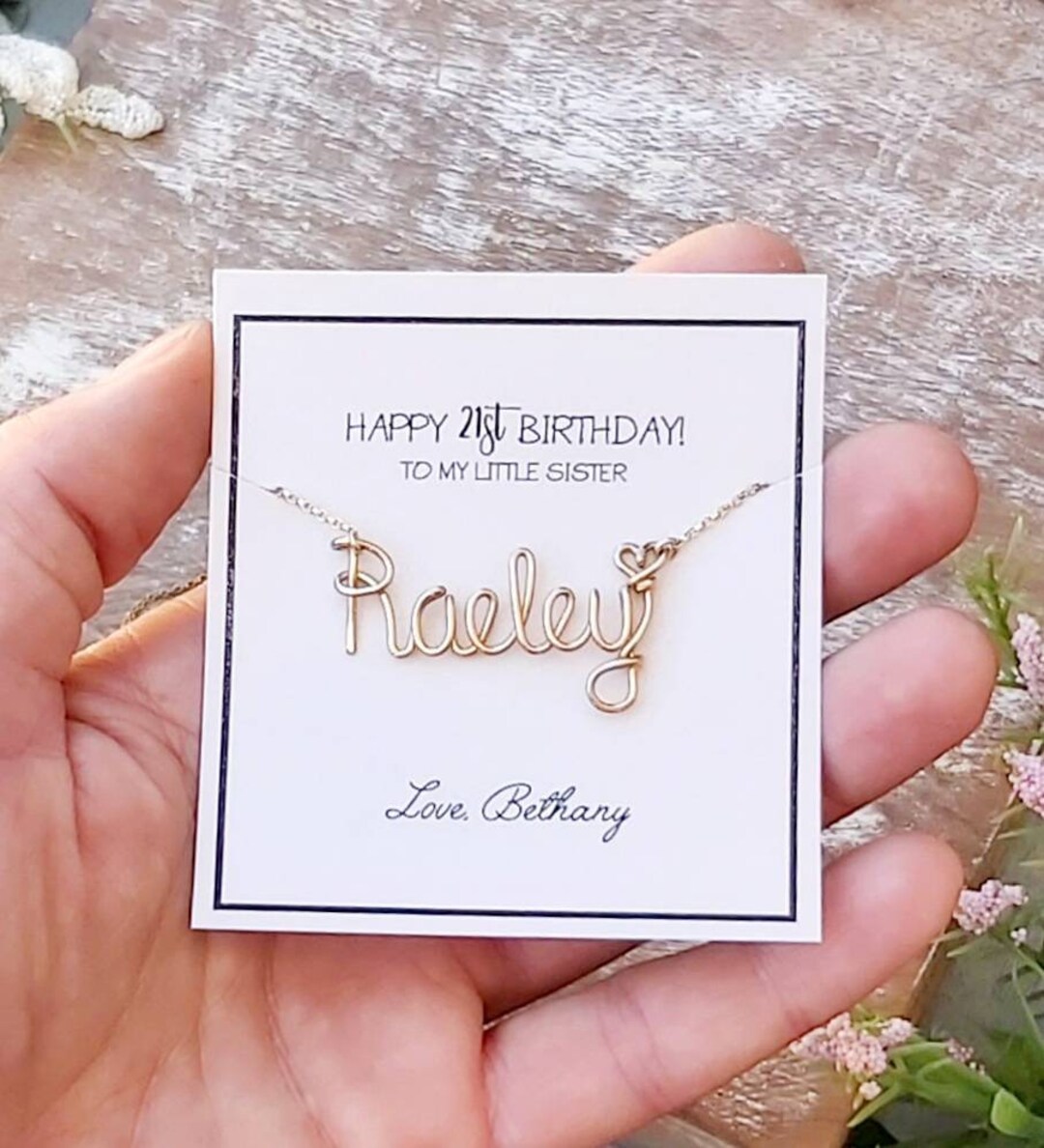 Gold Name Necklace: Cursive Script, 21st Birthday Gift - Etsy