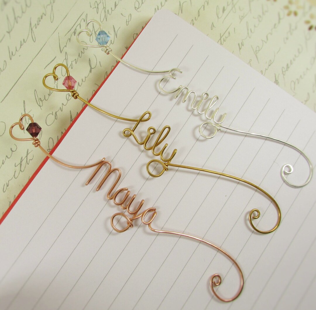 Wire Name Bookmark, Personalized Birthstone, Silver Gold Copper - Etsy