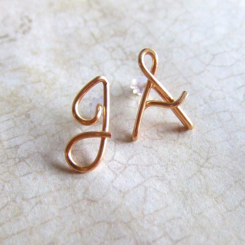 Initial Earrings - Etsy