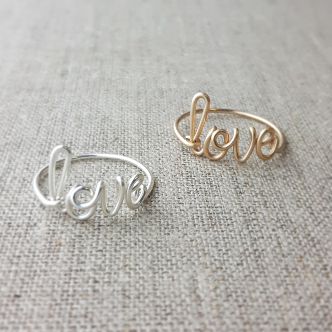 14K Gold Fill Wire 'love' Ring - Handmade Cursive Jewelry - Etsy