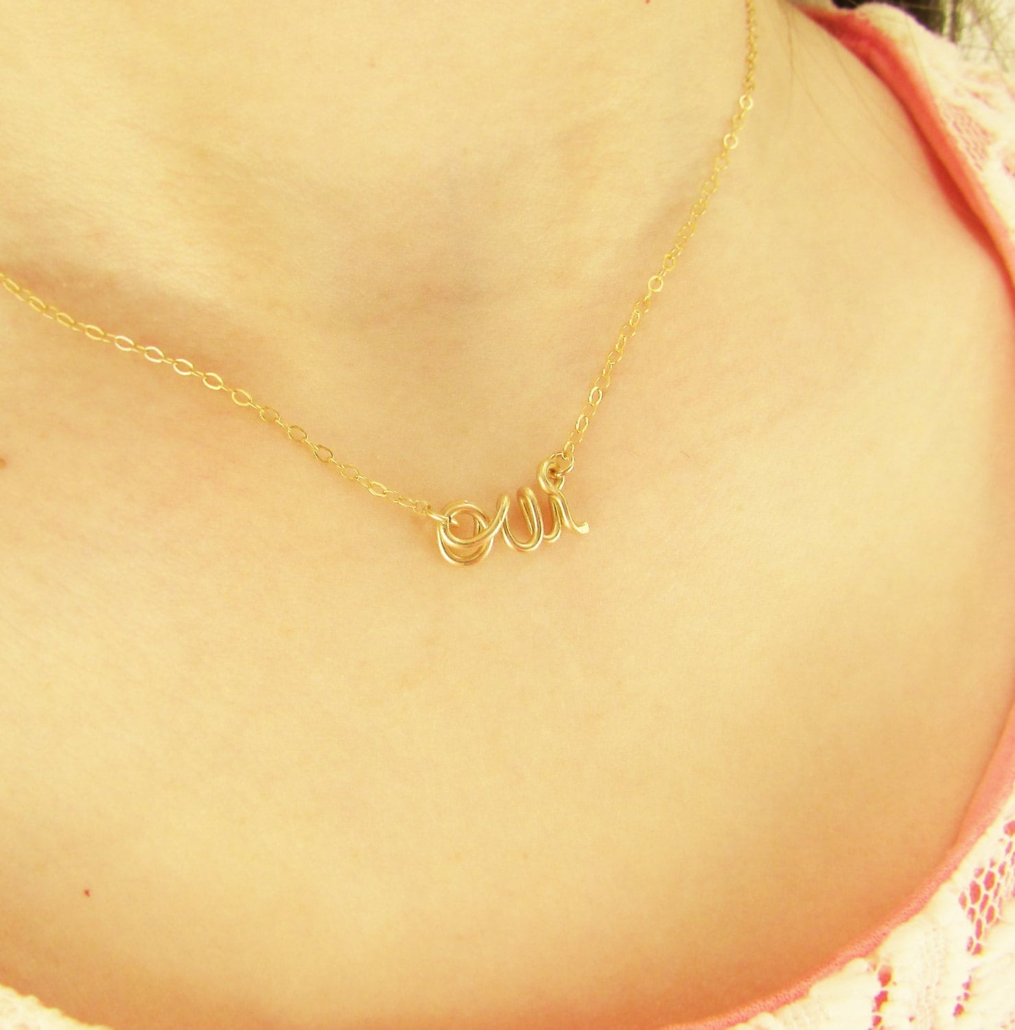 Oui Necklace 14k Gold, Personalized Jewelry for French Women, Frenchie ...