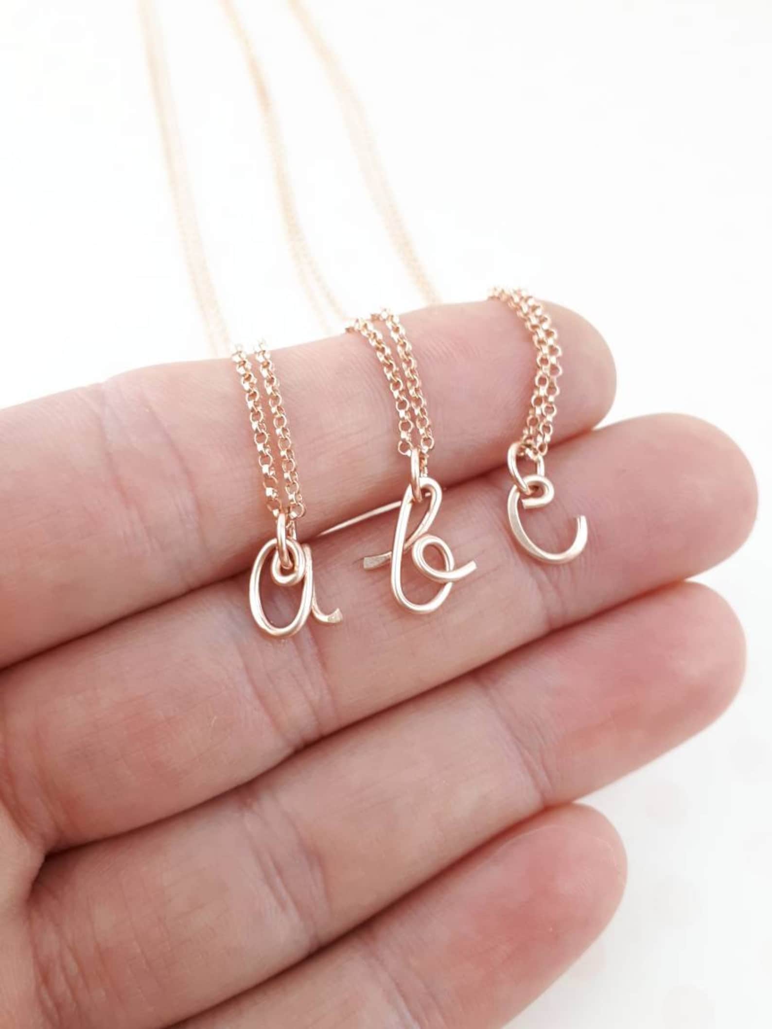 Cursive Initial Necklace Rose Gold, Teenage Girl Gift, Stocking Stuffer ...