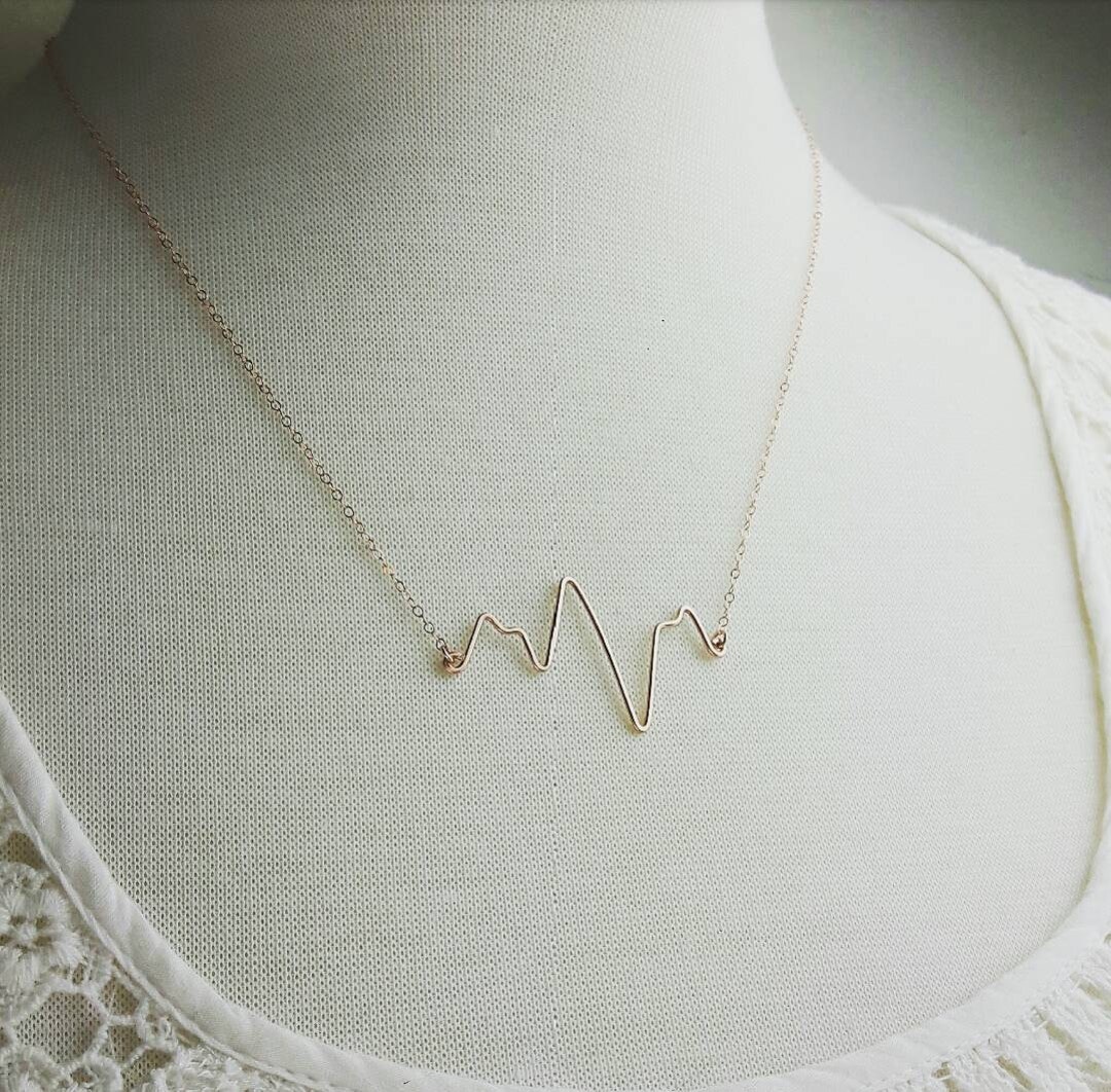 Heartbeat Gift for Her, Rose Gold Heartbeat Necklace, Gift for Wife ...
