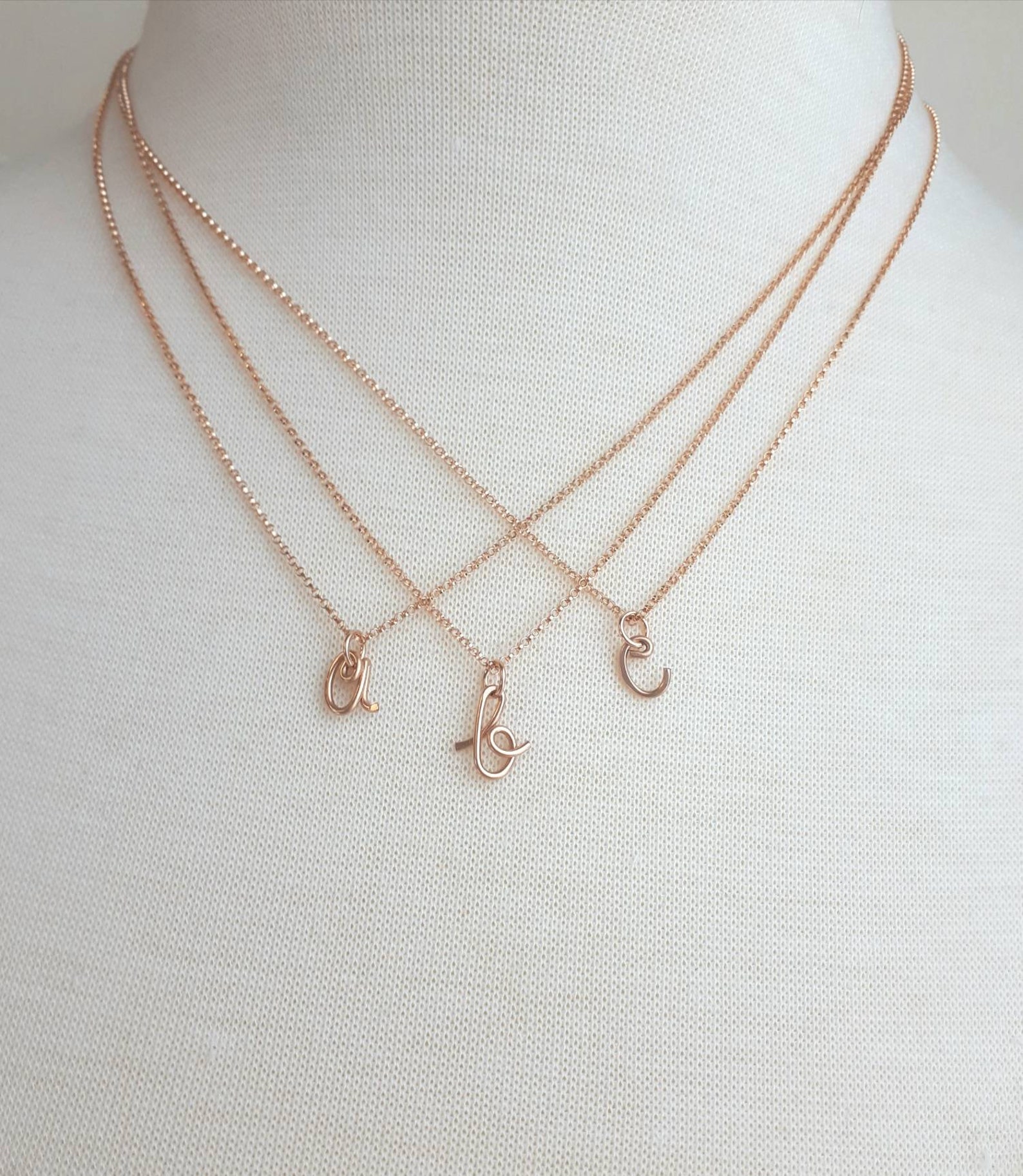 Cursive Initial Necklace Rose Gold, Teenage Girl Gift, Stocking Stuffer ...
