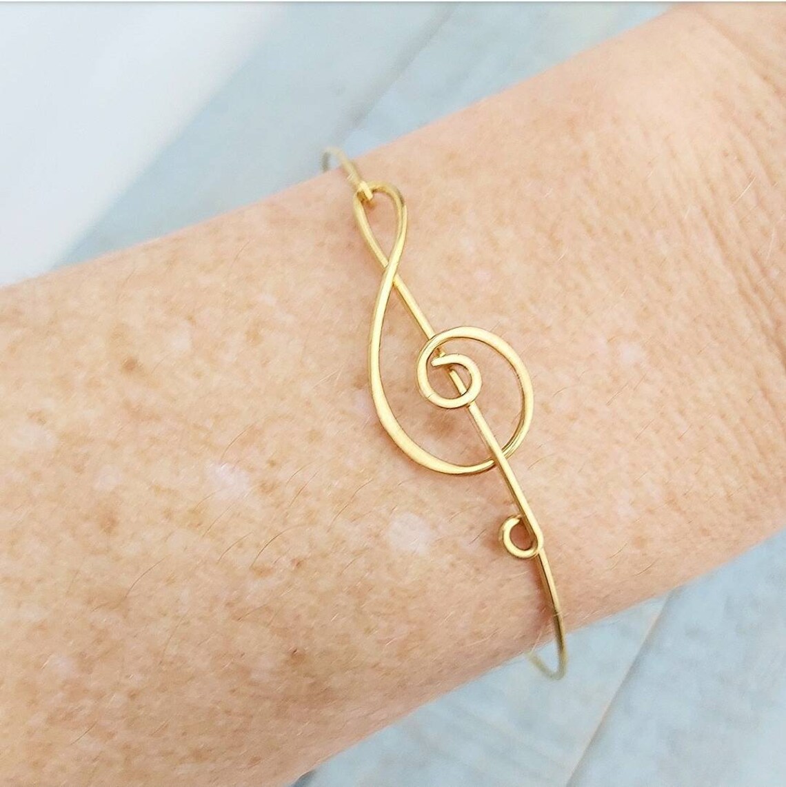 Treble Clef Bangle Music Note Bracelet Pianist Gift - Etsy