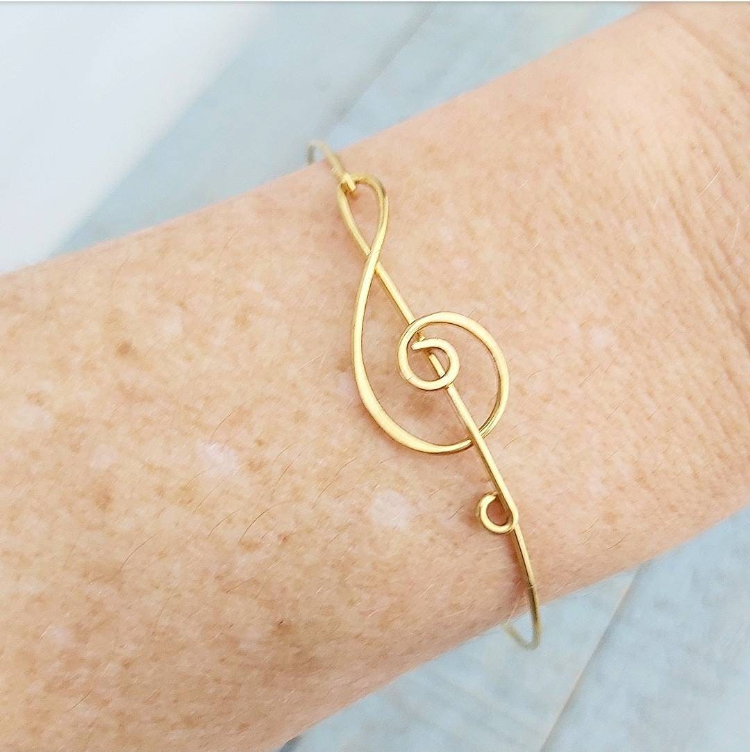 Treble Clef Bangle Music Note Bracelet Pianist Gift | Etsy