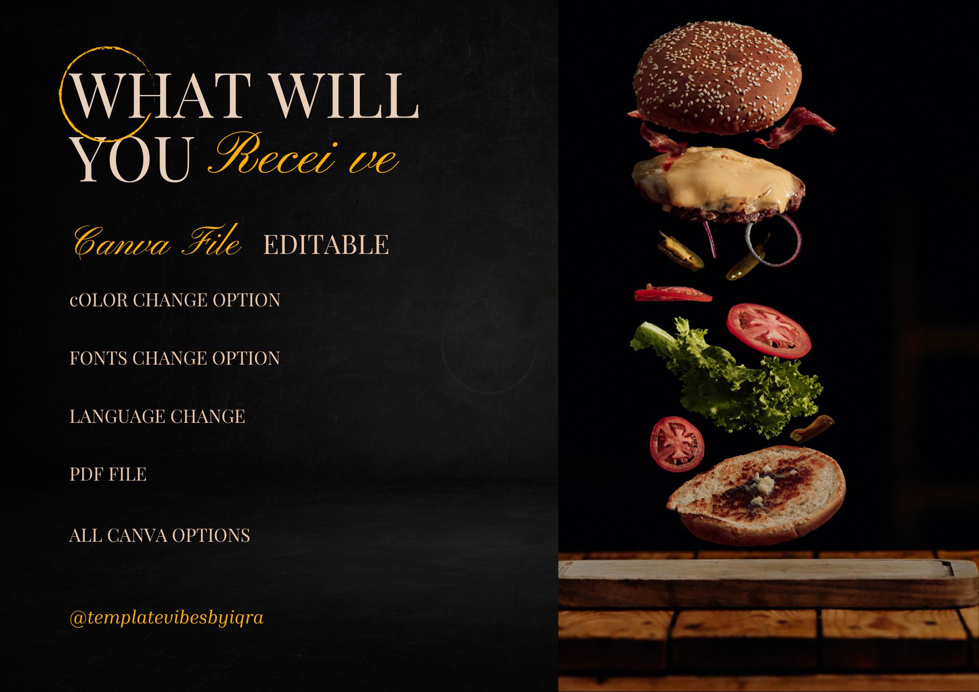 Catering Menu Display Screen Design - Editable Restaurant Menu Board ...