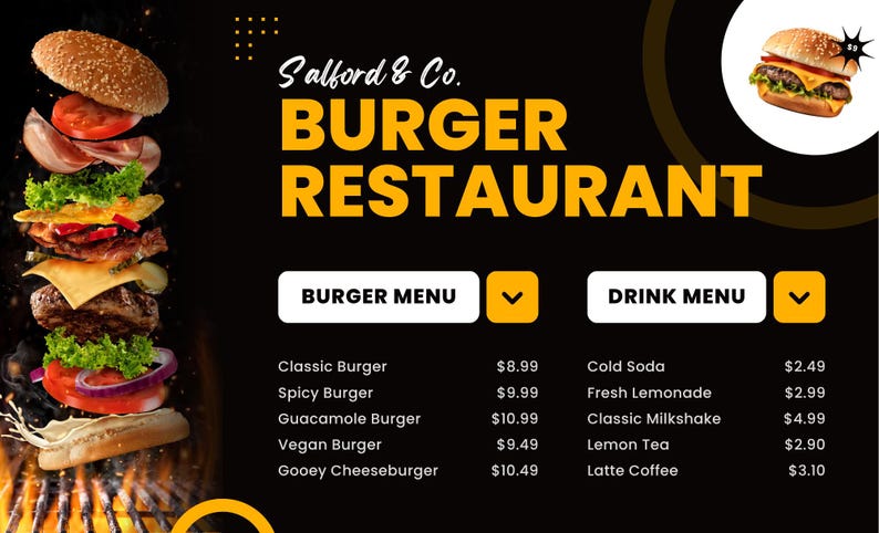 Catering Menu Display Screen Design - Editable Restaurant Menu Board ...