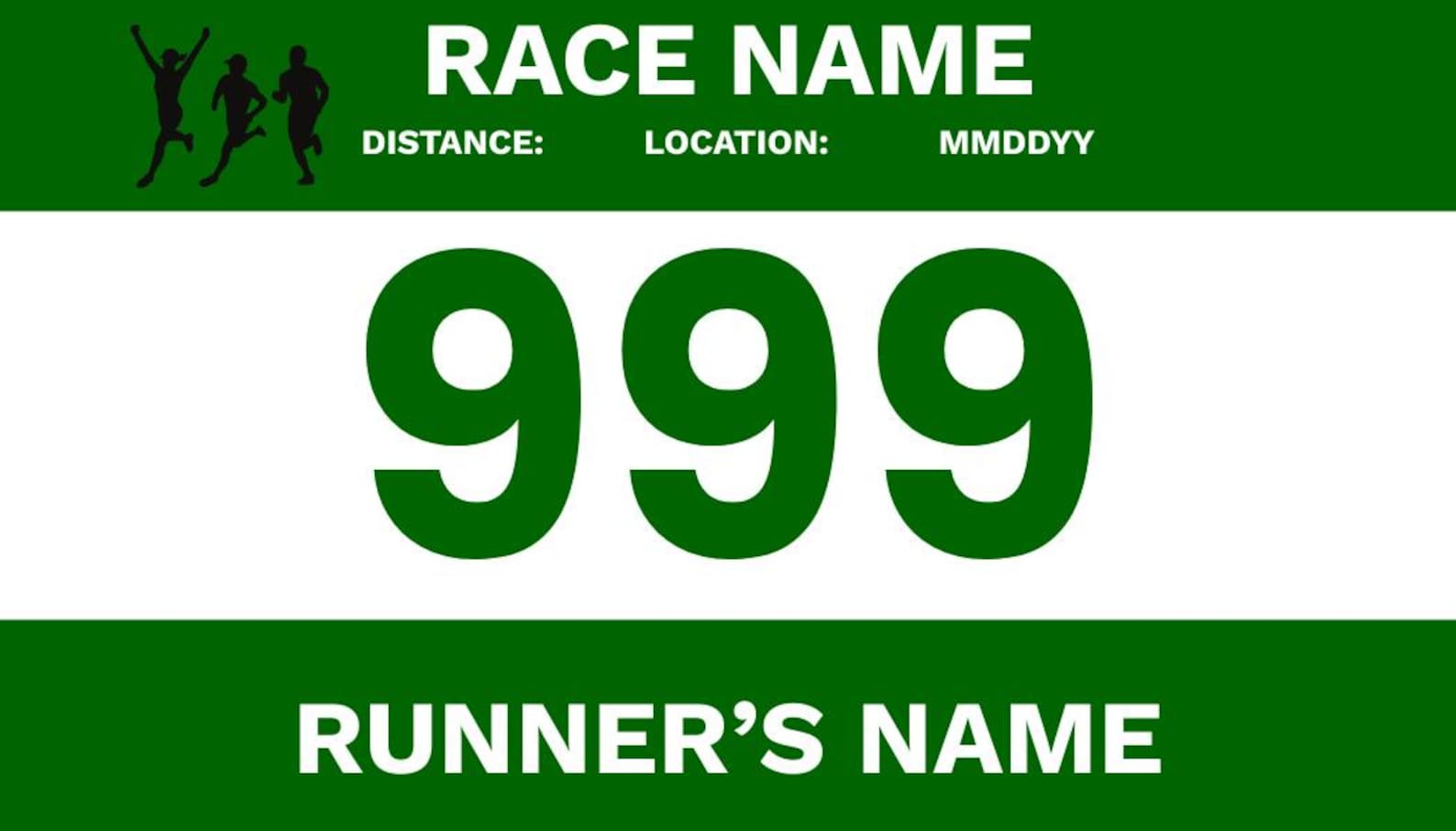 Printable Running Bib Template | Personalized Race Number | Editable ...