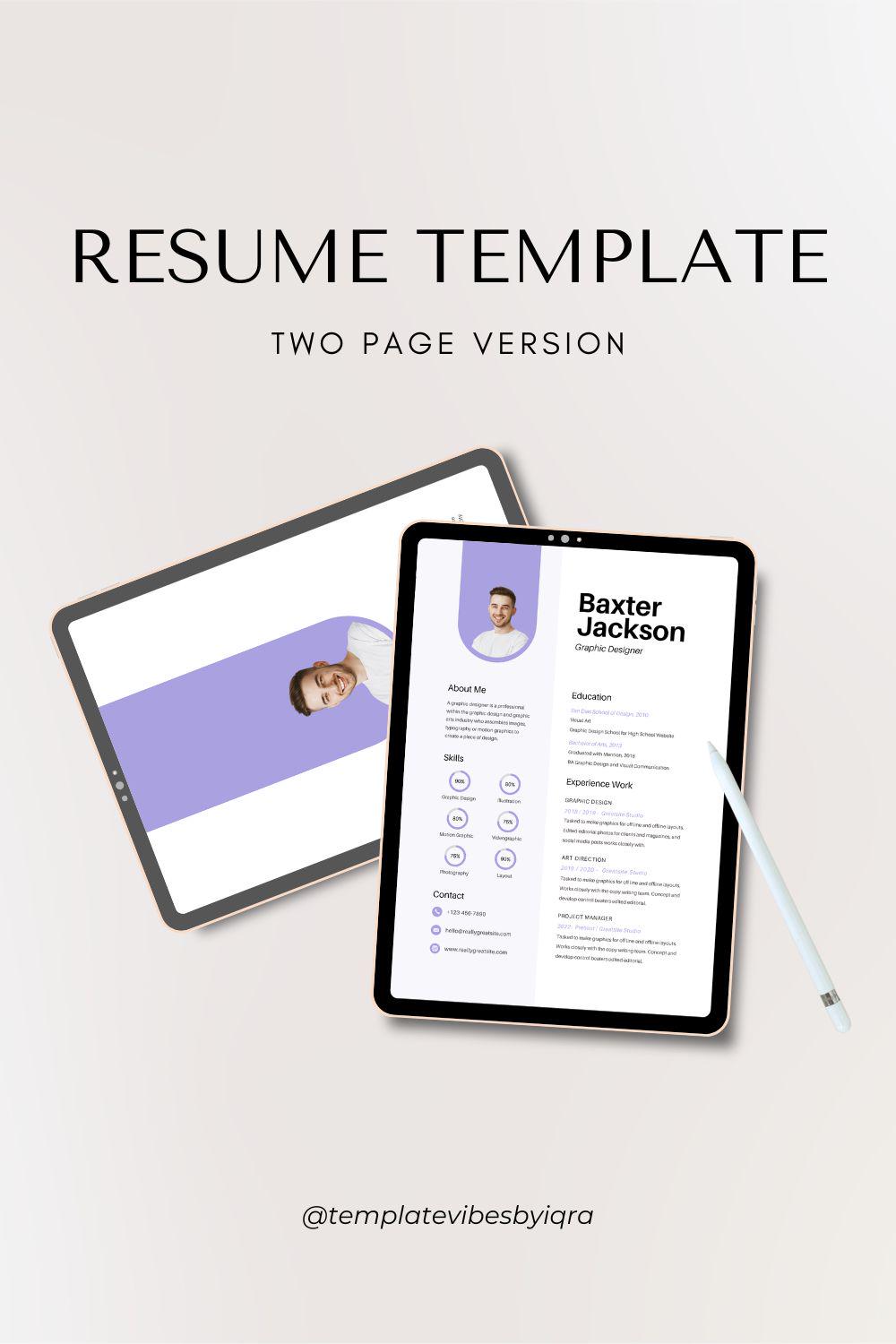 Men's Resume Template male Cv Template, Minimalist Curriculum Vitae ...