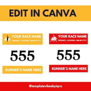 Editable Running Bib Design - Custom Race Bib for Marathon, Half ...