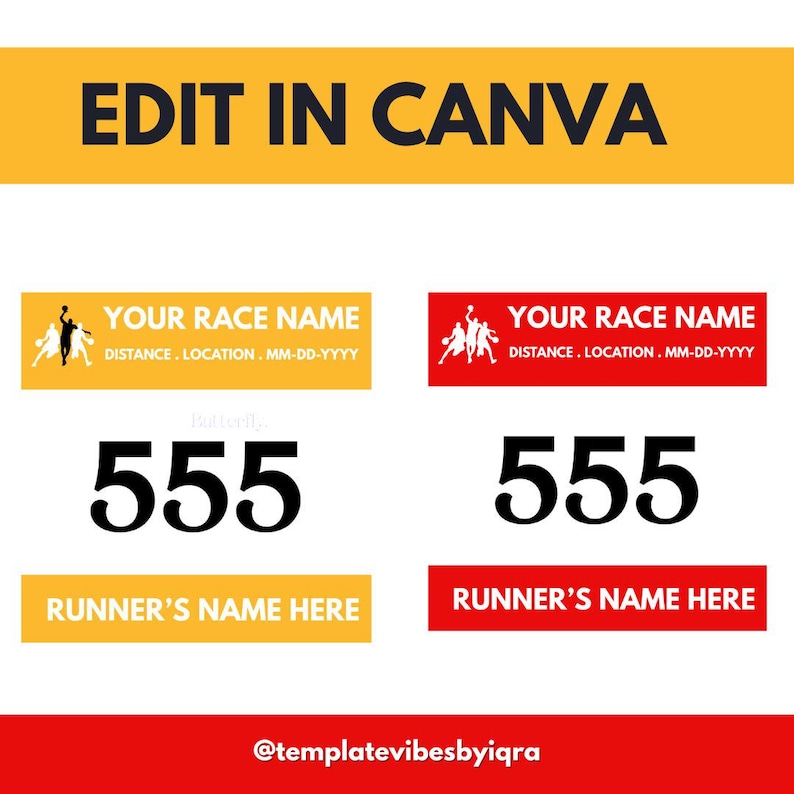 Editable Running Bib Design - Custom Race Bib for Marathon, Half ...