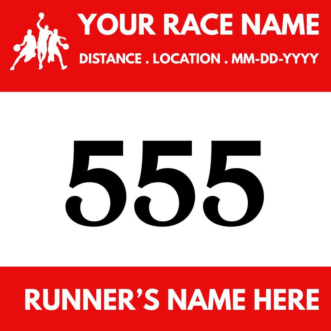 Editable Running Bib Design - Custom Race Bib for Marathon, Half ...