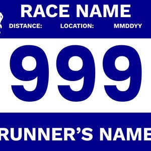 Printable Running Bib Template | Personalized Race Number | Editable ...