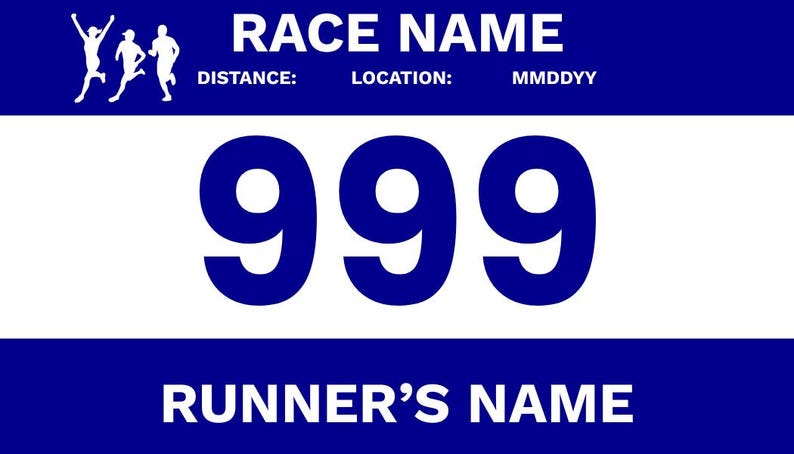 Printable Running Bib Template | Personalized Race Number | Editable ...