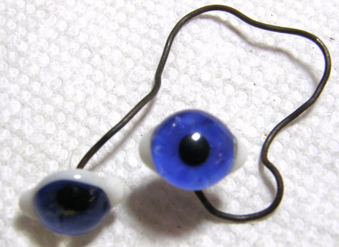 2 Pr - Solid Glass Eyes on Wire With White Sclera Sides. Several Sizes ...