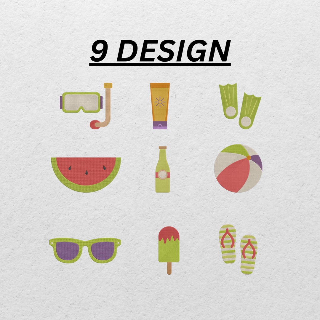 Summer Beach Embroidery Design - Etsy