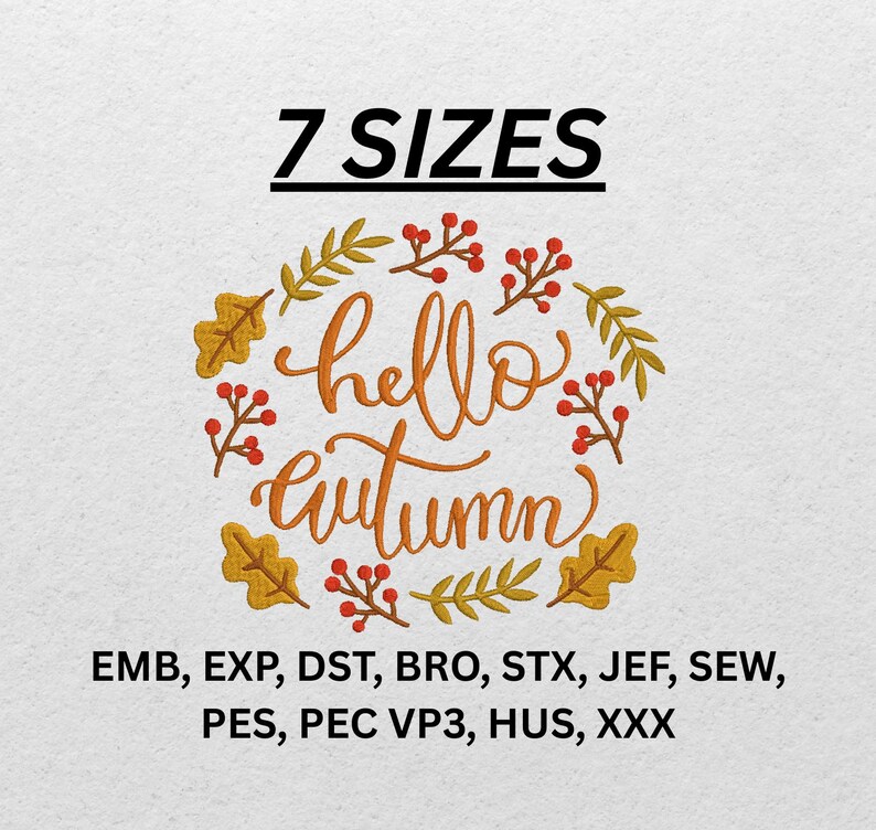 Hello Autumn Embroidery Design Set | Fall Quote Machine Embroidery ...