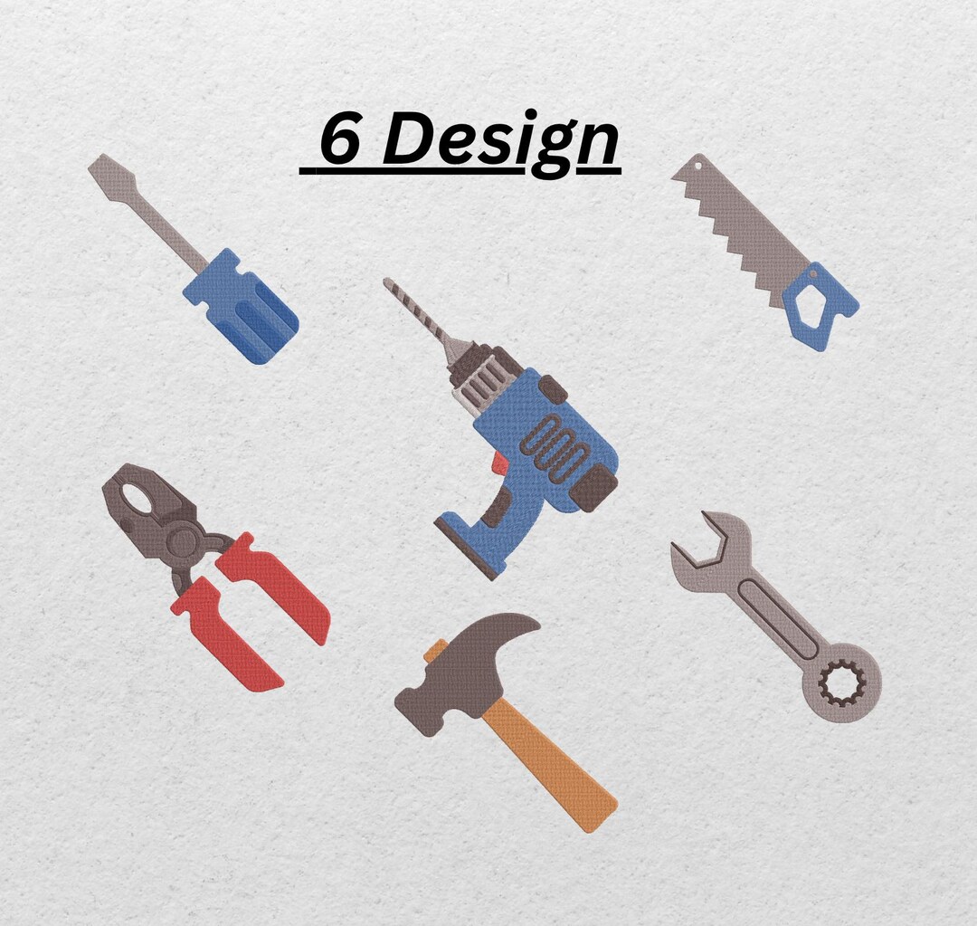 Tool Embroidery Design Bundle – 6 Construction Tools for Machine ...