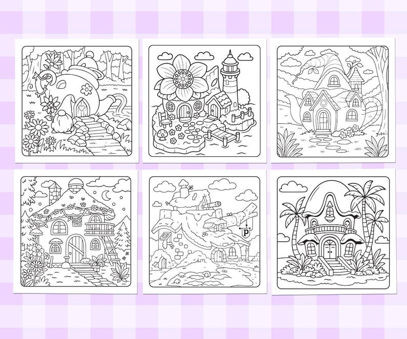 Kawaii Coloring Book: 20 Cozy Dreamy Village Pages (printable PDF) - Etsy