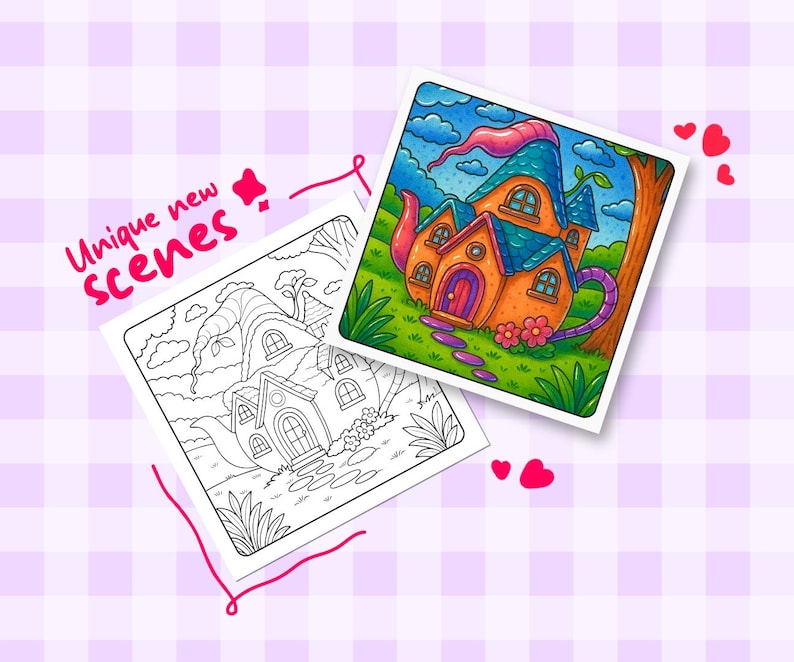 Kawaii Coloring Book: 20 Cozy Dreamy Village Pages (printable PDF) - Etsy