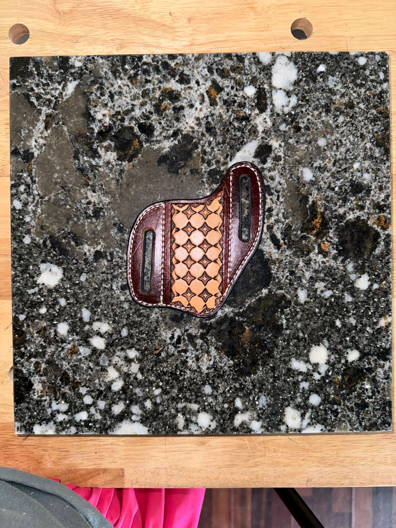 Leather Knife Sheath, Tooled Knife Holster, Basket Weave Pancake Knife ...