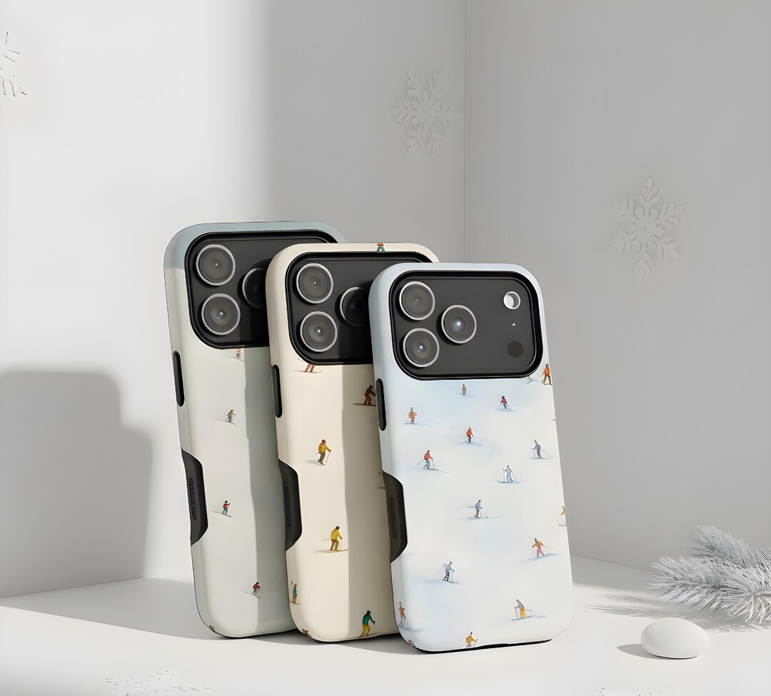 Skier Snowboarder Phone Case Minimal Winter Cute iPhone 17 16 15 14 13 ...