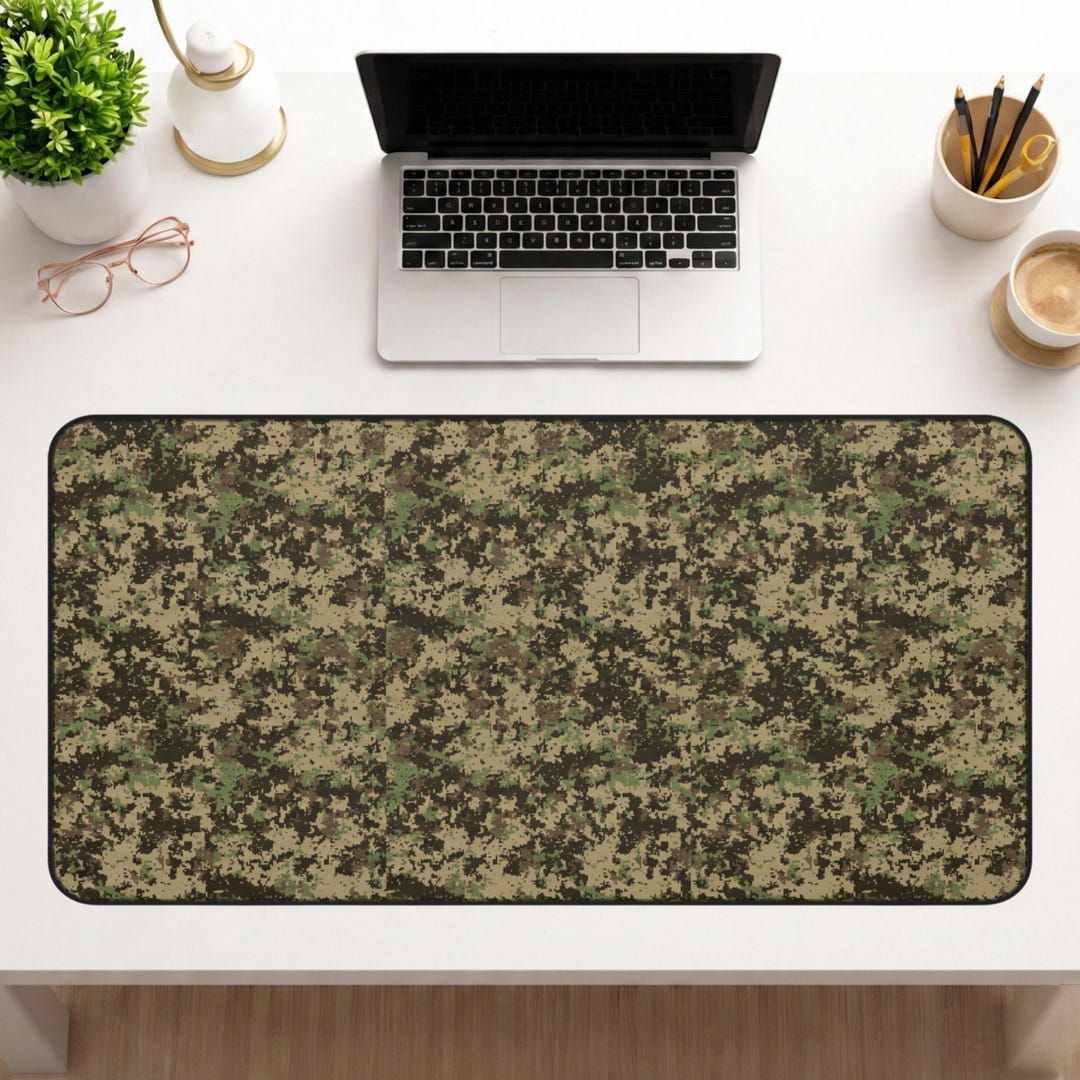 Green Digital Camo Desk Mat Camouflage Desk Pad Large Extended Mouse ...