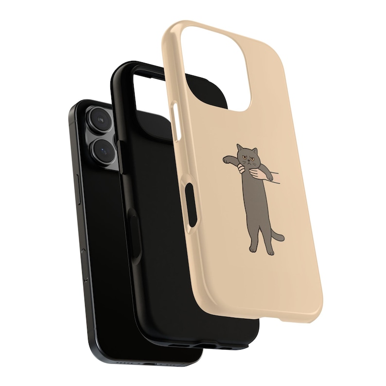 Funny Cat Phone Case - Cute Stretching Cat Meme iPhone 17 16 15 14 13 ...