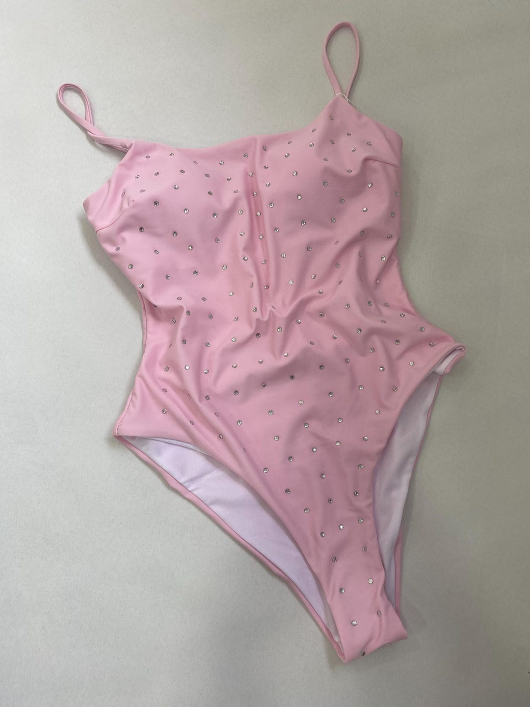 Pink One-piece Swimsuit With Rhinestones | Glamorous Swimsuit ...