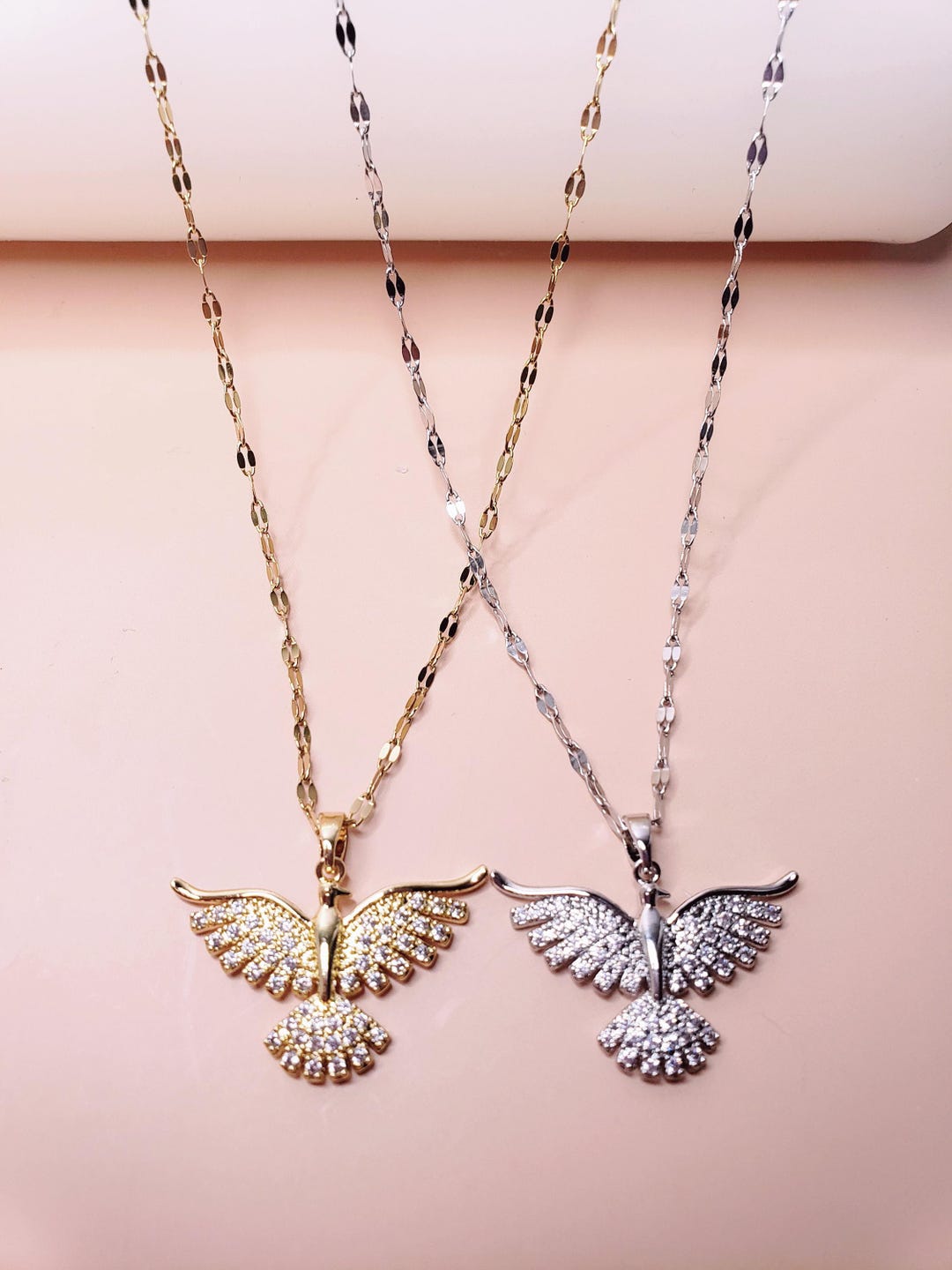 Gold Phoenix Necklace, Stainless Steel Phoenix Pendant, Rising Bird ...