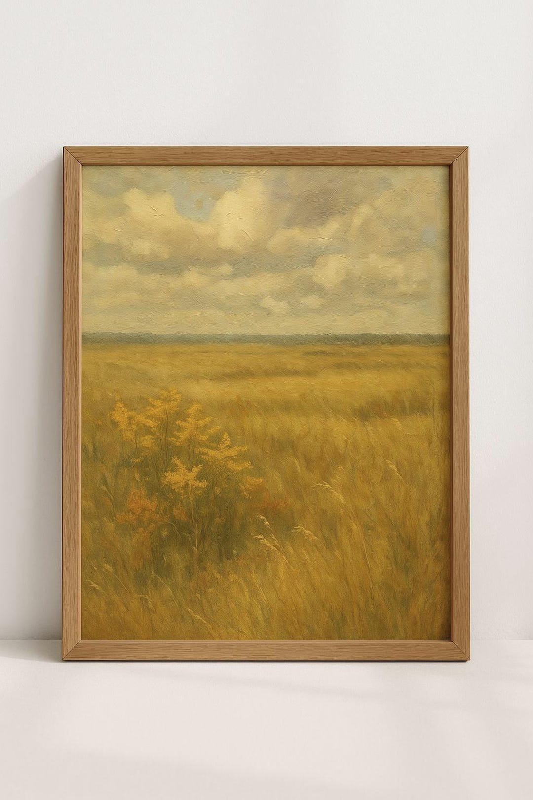 Golden Prairie Landscape Printable | Vintage Field Wall Art | Yellow ...