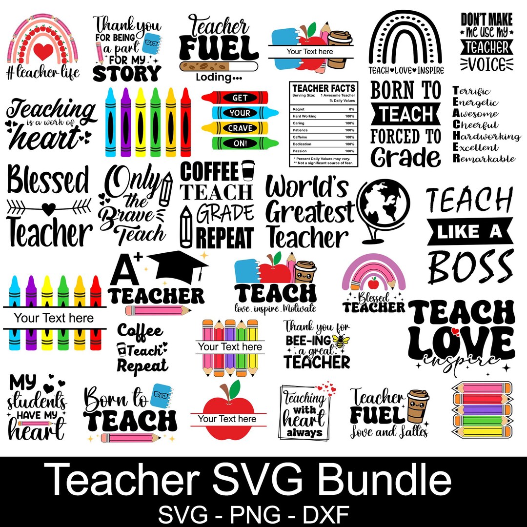 Back to School Teacher SVG Bundle, Teacher Svg Bundle, Teacher Quotes ...