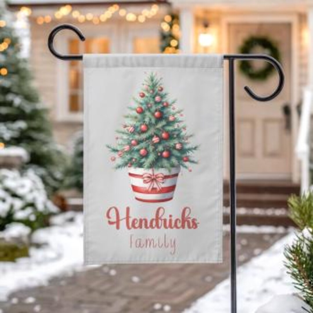 Personalized Christmas Garden Flag | Custom Family Name Flag | Holiday ...