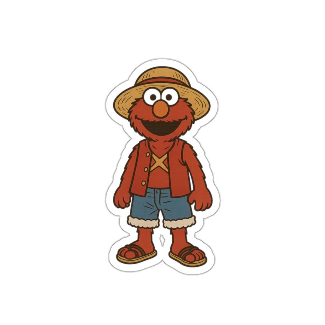 Pirate Luffy Inspired Elmo Die-cut Stickers for Kids, Cartoon Character ...