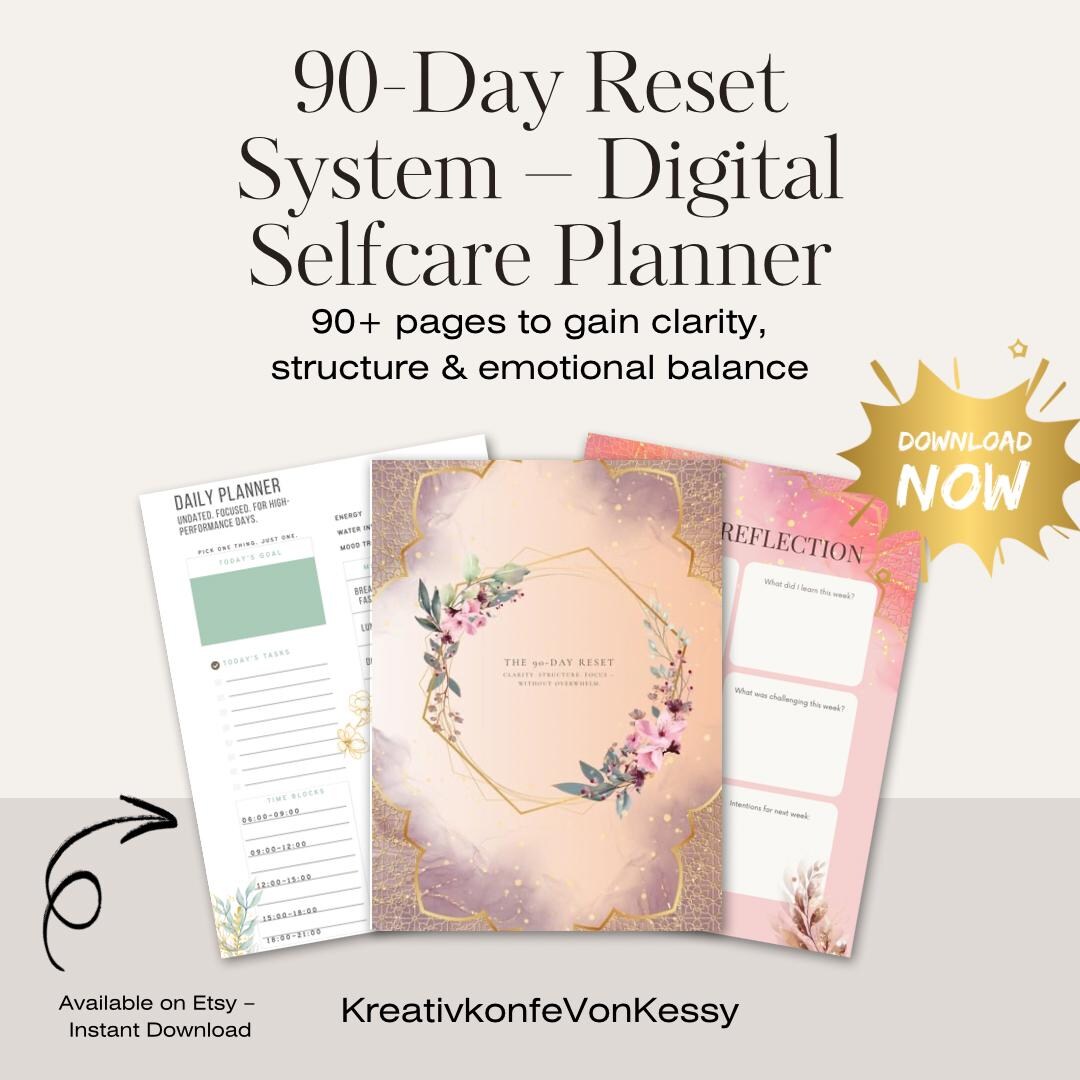 90‑day Reset Journal • Digital & Printable Self‑care Planner • Undated ...